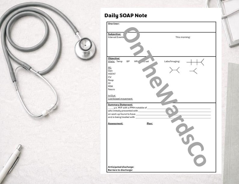 Internal Medicine HPI + Daily SOAP Note Template (printable PDF) - Etsy