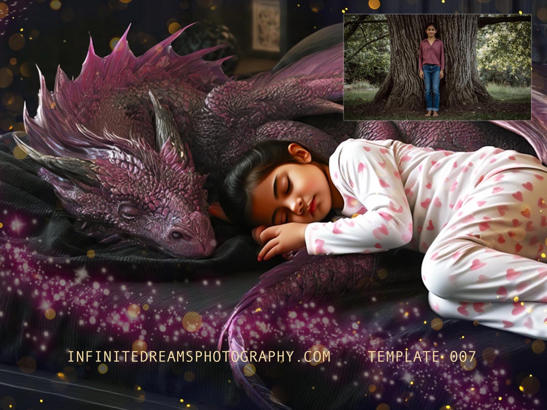 Custom Dragon Dream Child Portrait – Purple Dragon Sleepytime Composite ...