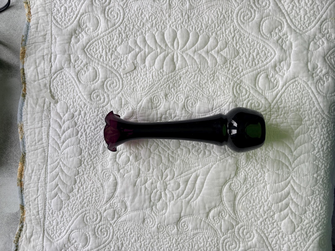 Black Amethyst Glass Bud Vase With Ruffled Top - Etsy