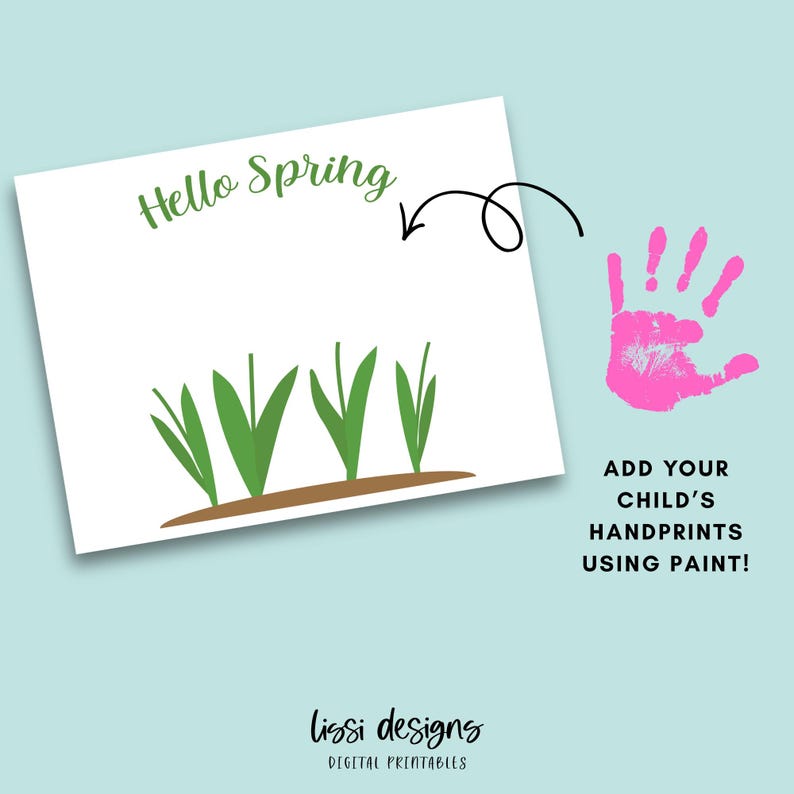 Printable Hello Spring Tulip Handprint Craft: Spring Tulips, School ...