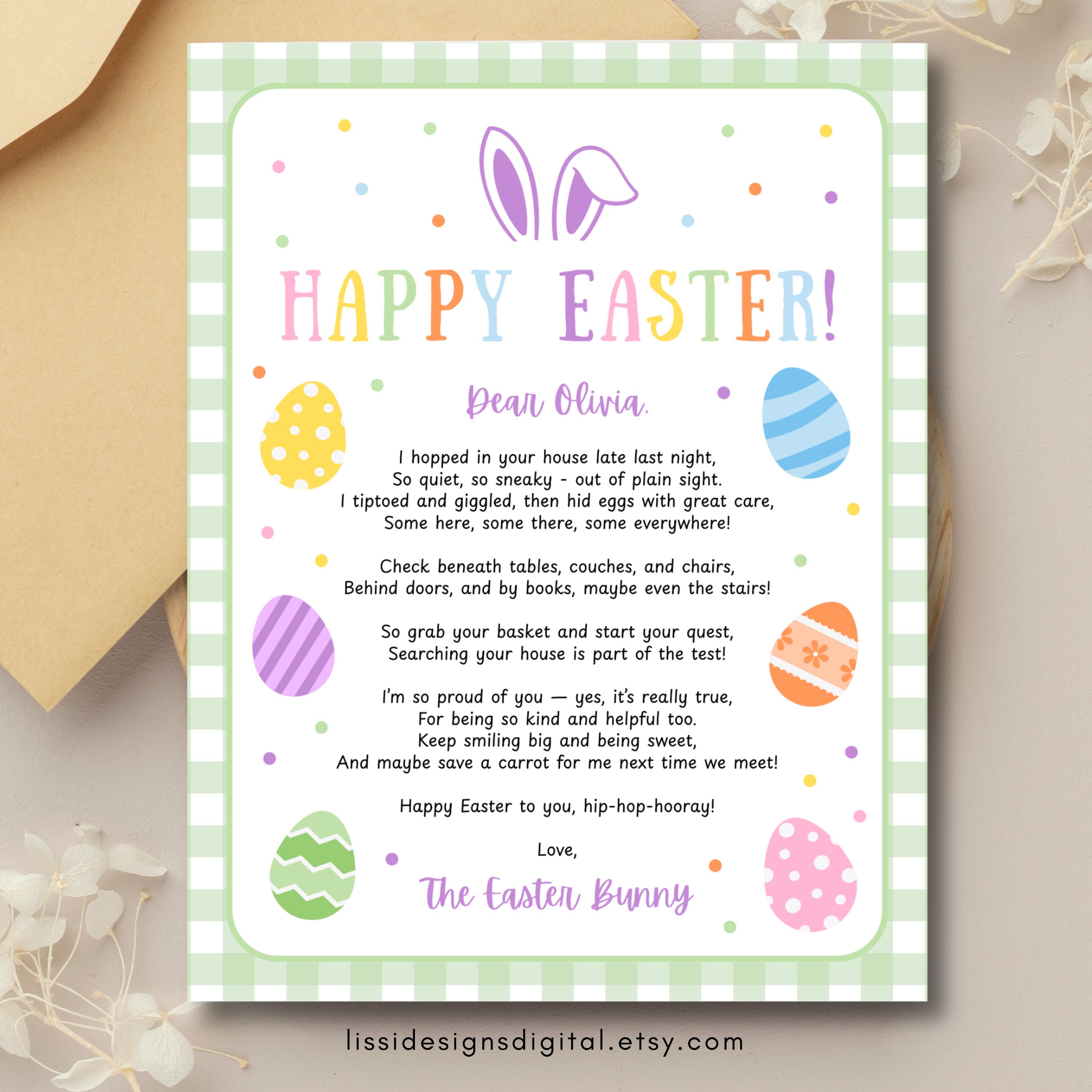 Printable Easter Bunny Letter: Personalized Easter Egg Hunt Letter ...