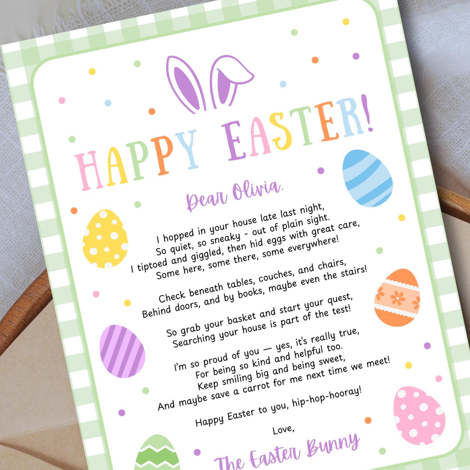 Printable Easter Bunny Letter: Personalized Easter Egg Hunt Letter ...