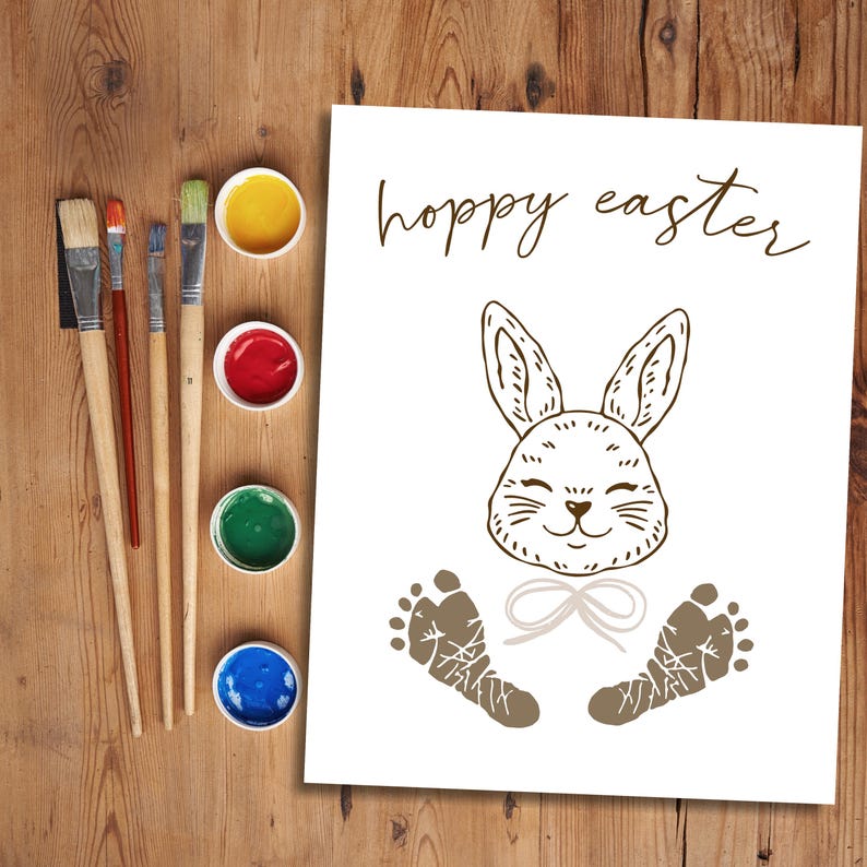 Printable Easter Bunny Footprint Craft: Hoppy Easter, School Craft for ...
