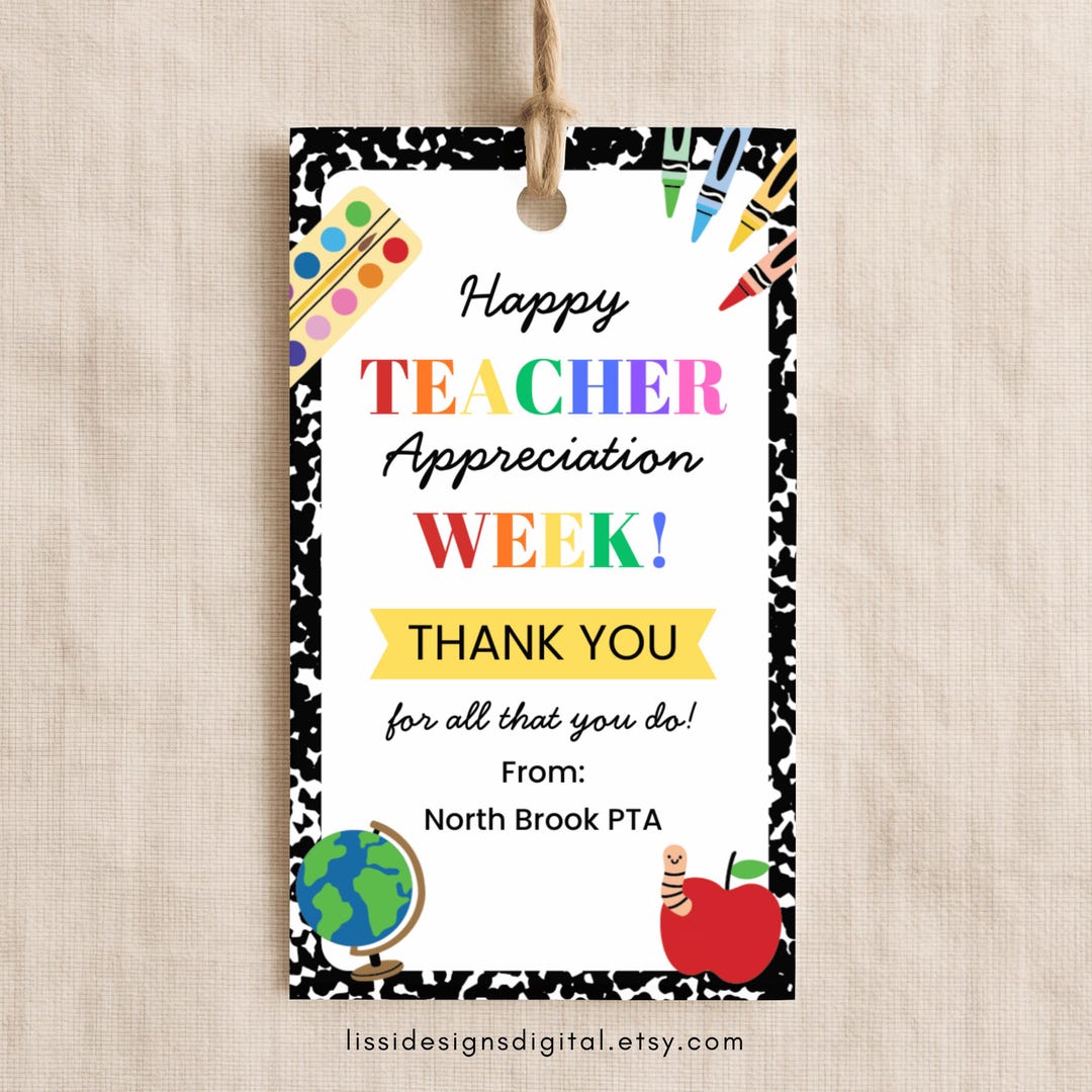 Editable Teacher Appreciation Week Gift Tag: Personalized Printable ...