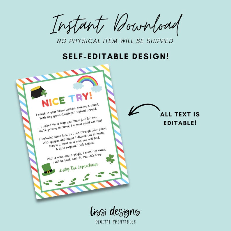 Editable Leprechaun Letter: St. Patrick's Day Leprechaun Trap Letter ...
