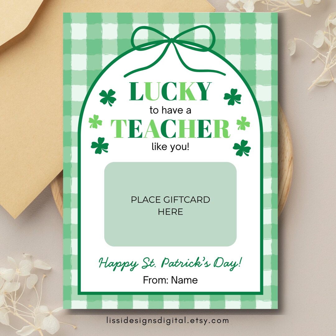 Editable St. Patrick's Day Teacher Gift Card: St Patty Day Printable ...