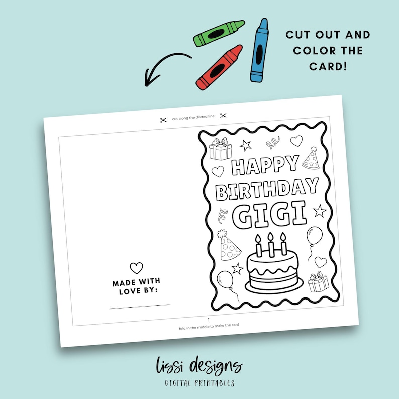 Printable Happy Birthday Gigi Coloring Greeting Card: Gigi Birthday ...