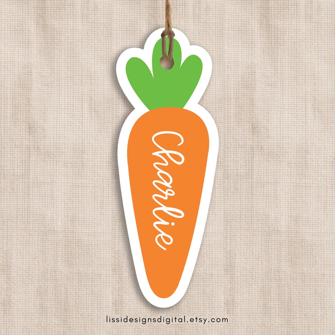 Printable Easter Carrot Gift Tags: Easter Bunny Carrot, Personalized ...