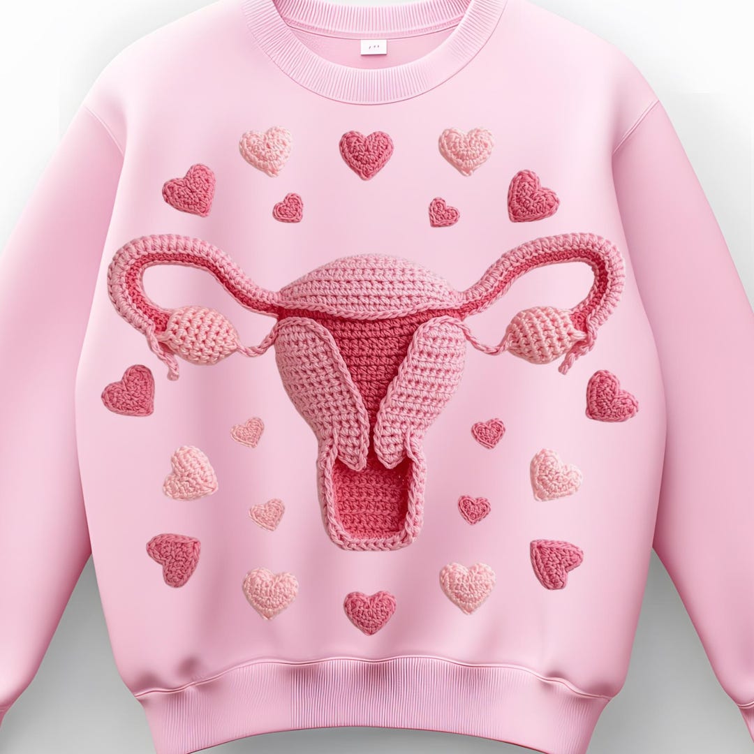Crochet Uterus PNG With Hearts – Feminine Love Digital Clipart ...