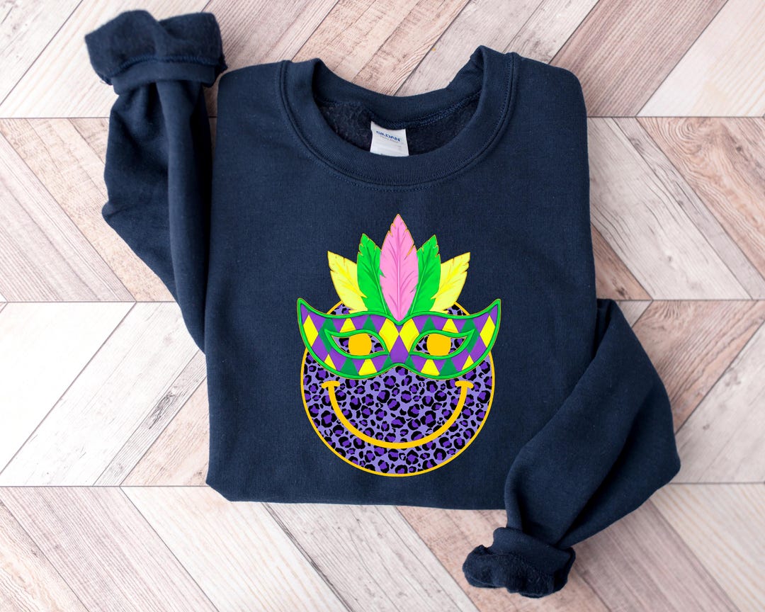 Mardi Gras Smiley Face Sweatshirt, Play Boosie Mardi Gras Hoodie, Mardi ...