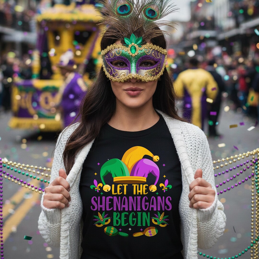 Let the Shenanigans Begin PNG – Mardi Gras Jester Hat and Mask Design ...