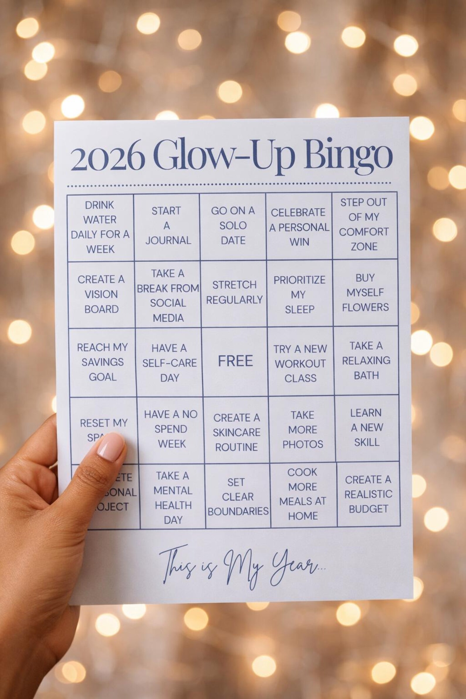 2026 Glow-up Bingo Card | Self-care & Wellness Bingo | Printable ...
