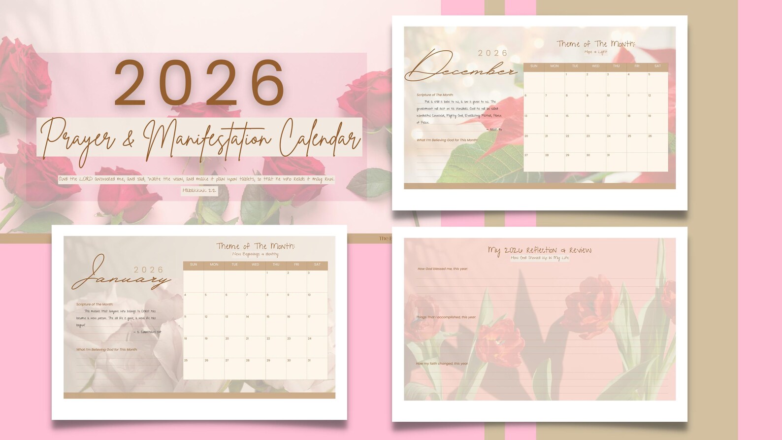 The Bible Based Baddie™ 2026 Prayer & Manifestation Calendar | Floral ...