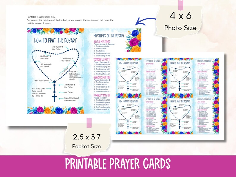 Printable Rosary Prayer Guide, Mysteries of the Rosary (digital ...