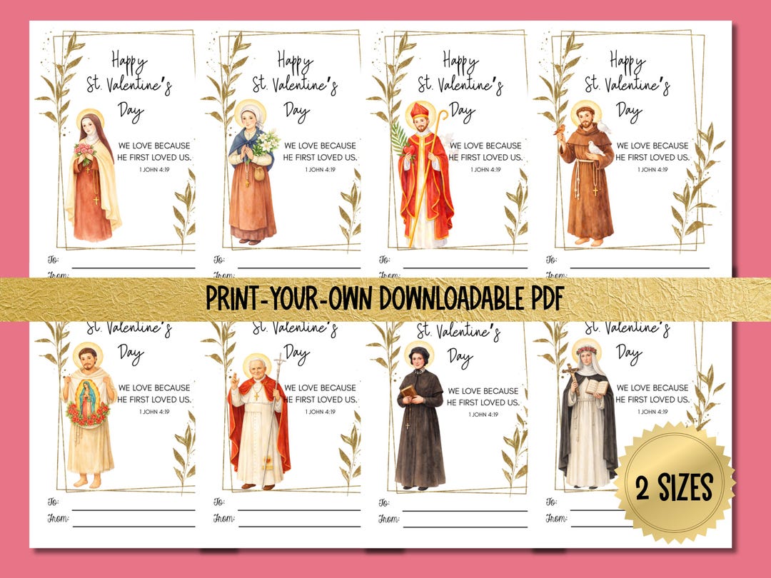 Saint Valentines Day Cards Printable Digital Download Catholic - Etsy