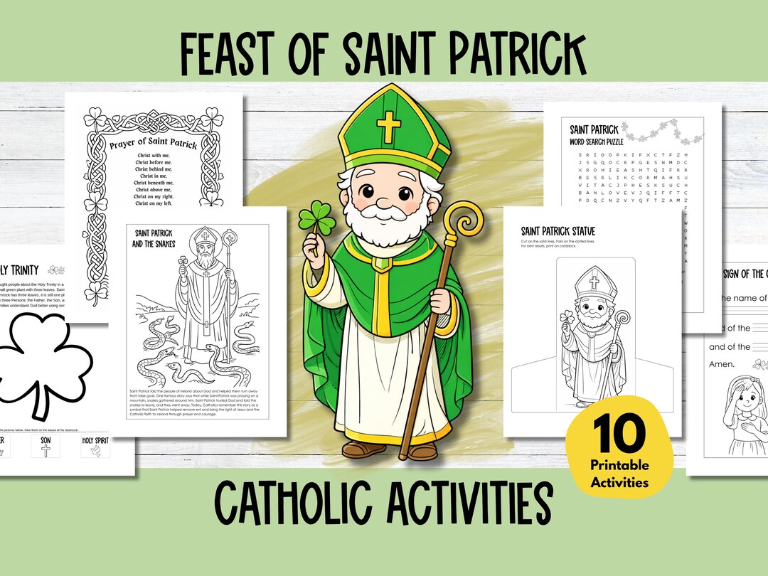 Saint Patrick Catholic Activity Pack – Printable Worksheets & Coloring ...