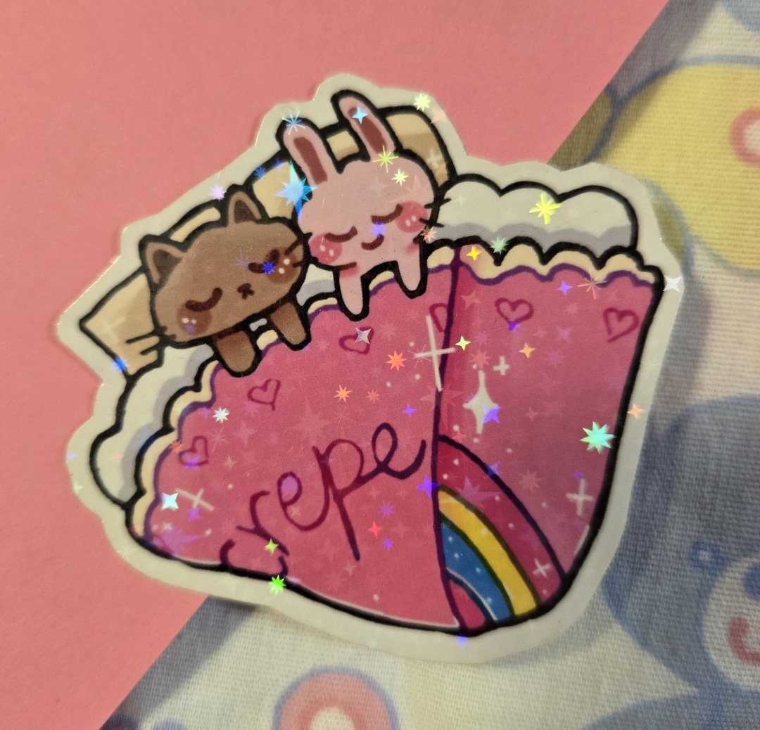 Crepe Dessert Bunny Bed | Sticker Decal | Holographic | ORIGINAL - Etsy