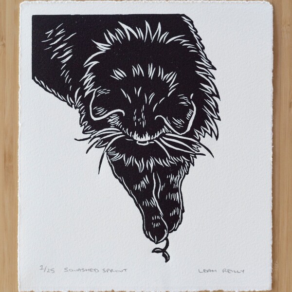 Cat Lino Print - Etsy