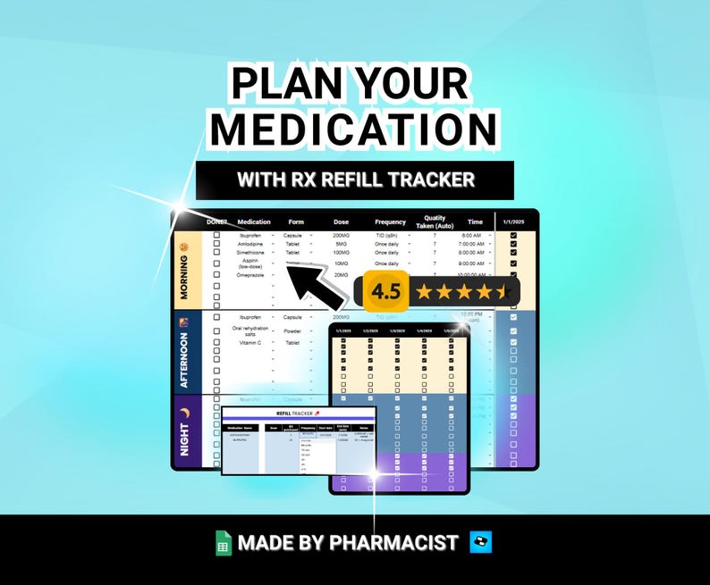 Monthly Medication Tracker | Googlesheet 30days | Patient Journal Log ...
