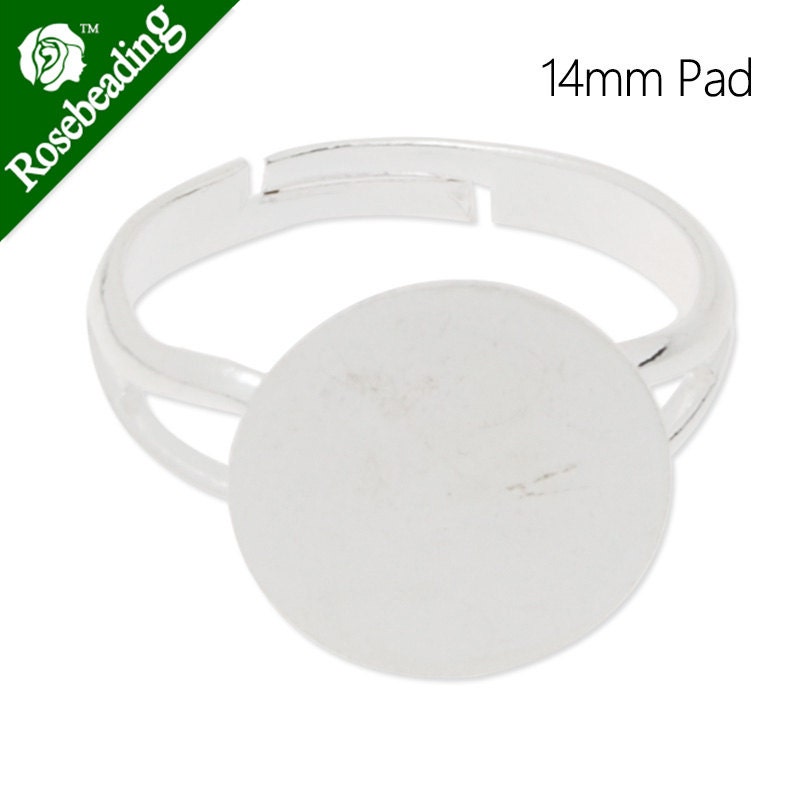 20PCS Adjustable Ring Blanks Base With 14MM Blank Pad,ring Setting ...