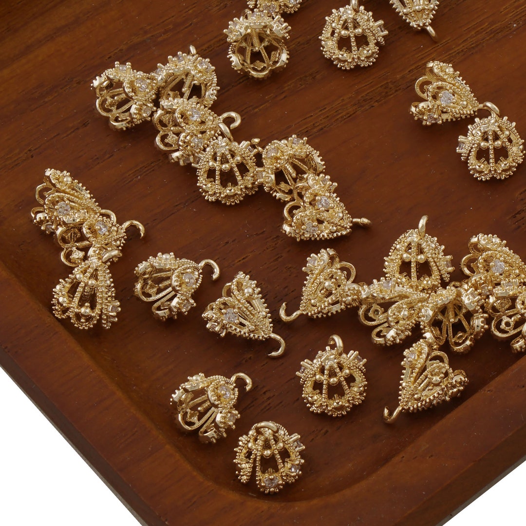 5PCS 14k Gold Filled Ornate Filigree Tassel Cap, Brass Bead Cap With ...