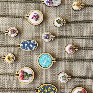 Cross Stitch Mini Frame Tiny Pendant Small Embroidery Hoop Necklace ...