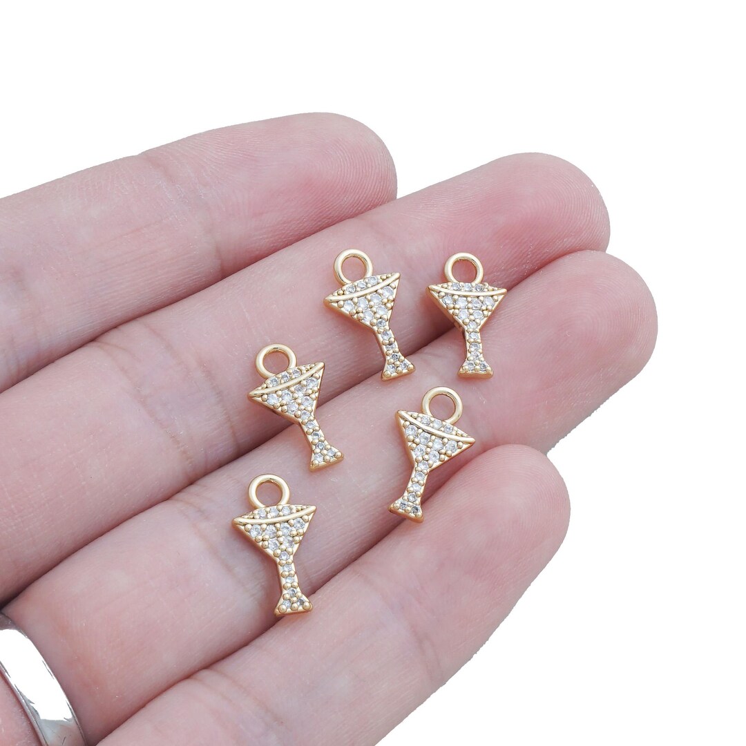14k Gold Filled Wine Glass Pendant, Micropavé CZ Wine Glass Necklace ...