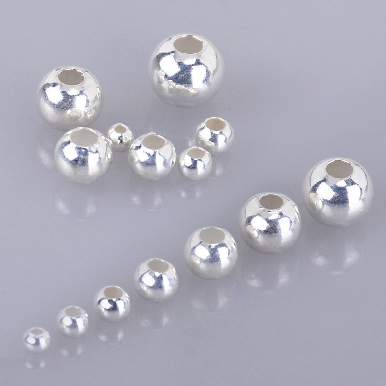 925 Sterling Silver Round Spacer Beads Round Seamless Beads - Etsy