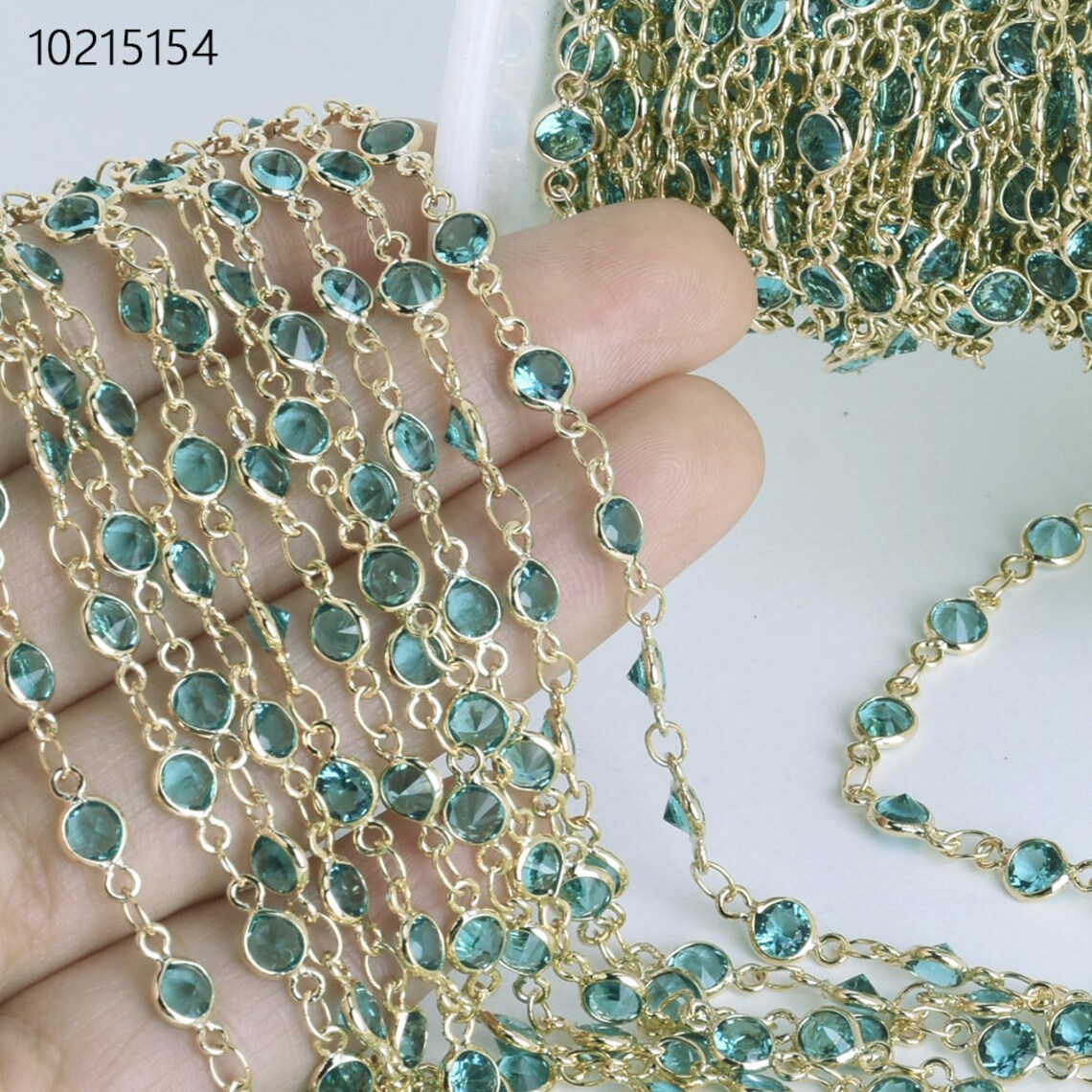 1 Foot 4mm Delicate Bezel Set Crystal & Brass Chain Glass - Etsy