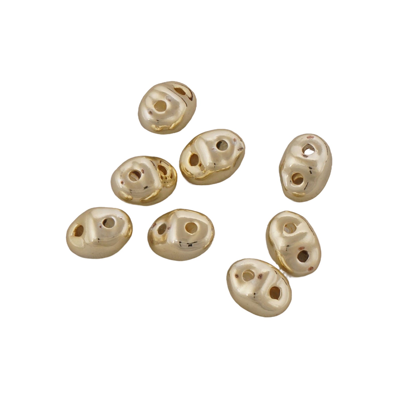 10PCS 14k Gold Filled Pig Nose Spacer Beads With 2 Holes, Irregular ...