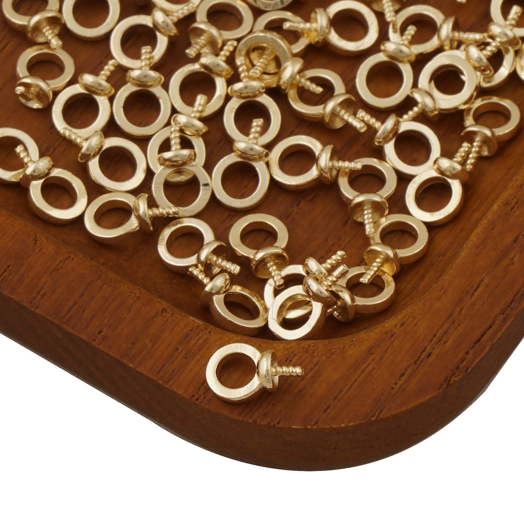 20PCS 14k Gold Filled Screw Sheep Eye Pin Bails, Eye Bails, Pearl Cap ...