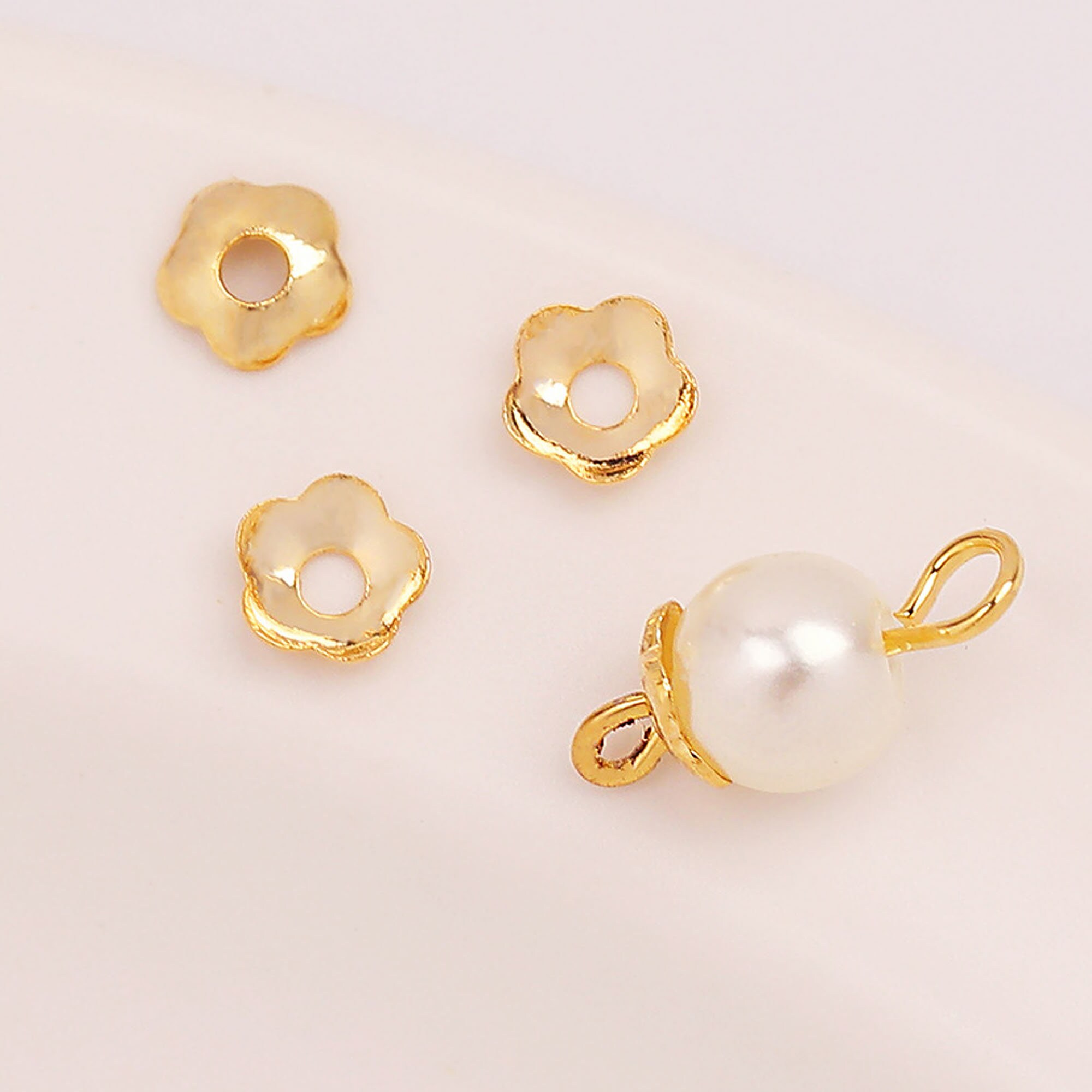 200PCS 14k Gold Filled Bead Caps, 4mm Gold Filled Flower Bead Caps, Can ...