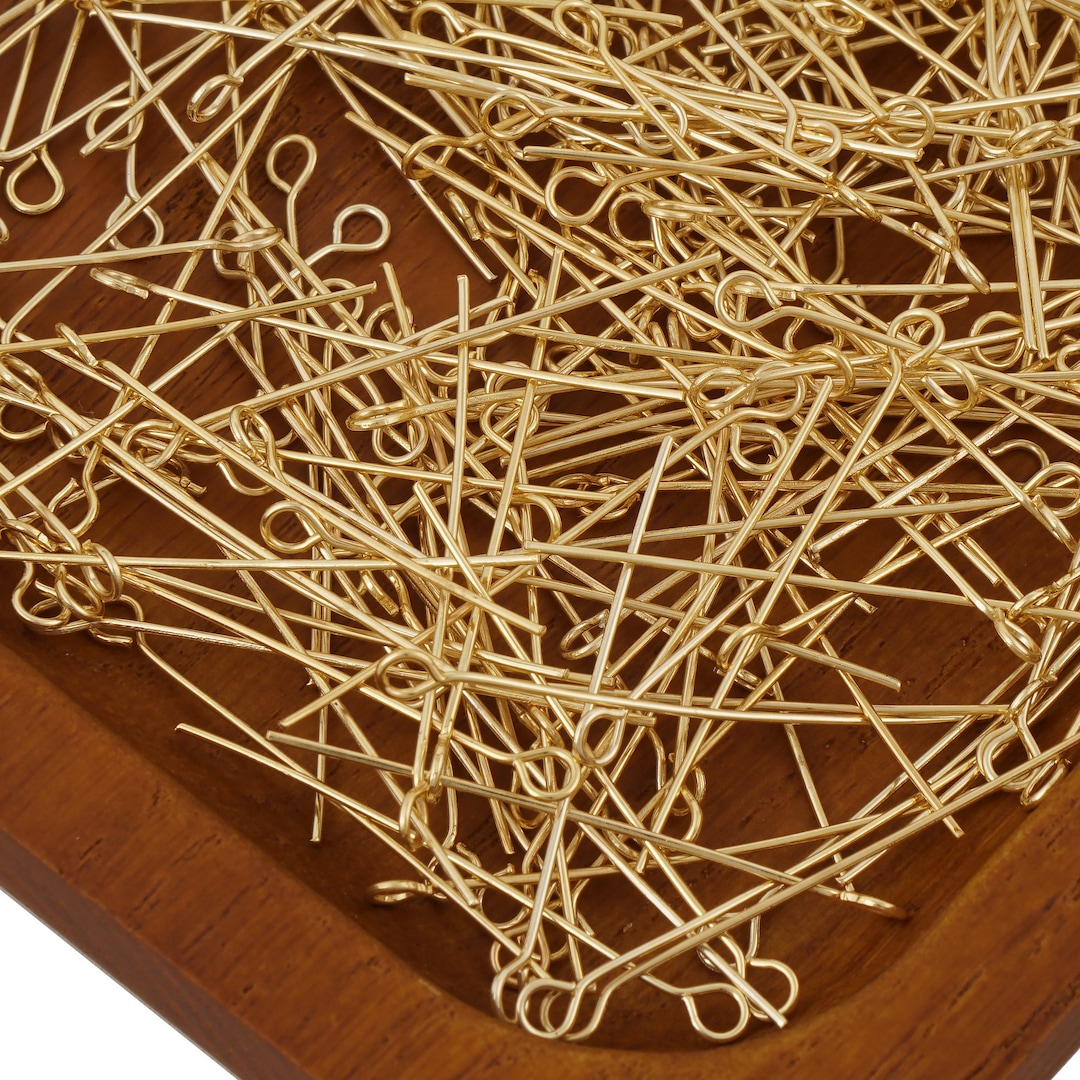 100PCS 14k Gold Filled Eye Head Pins, Brass Head Pin, Head Pin for ...
