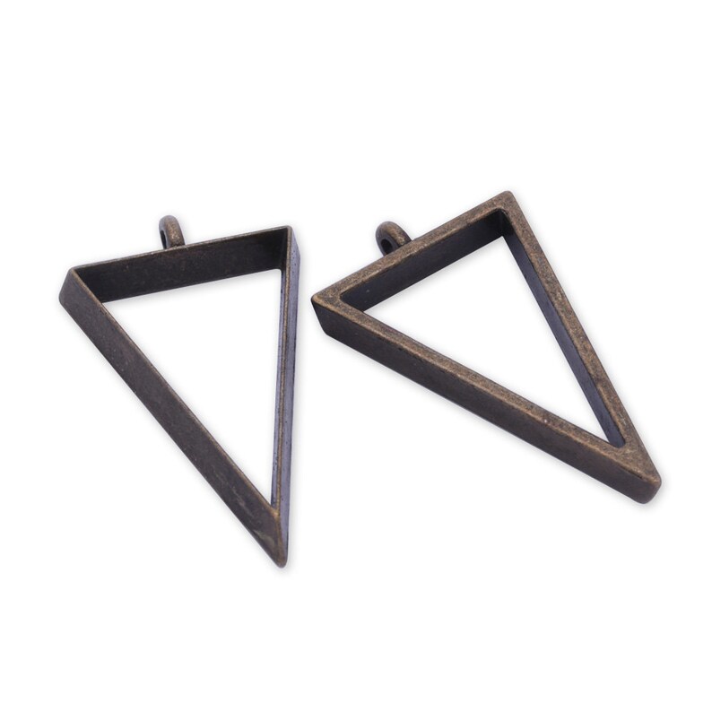 10 Metal Triangle Frame 35*22*4mm Open Back Pendant Trays Resin Setting ...