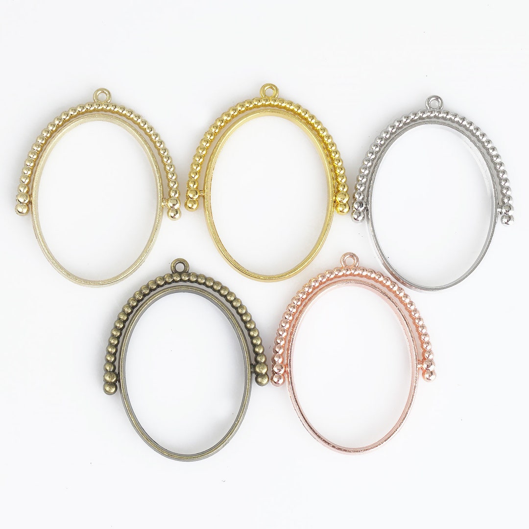 30*22mm Oval Open Back Pendant Resin Setting Blanks Open Frame Rotating ...