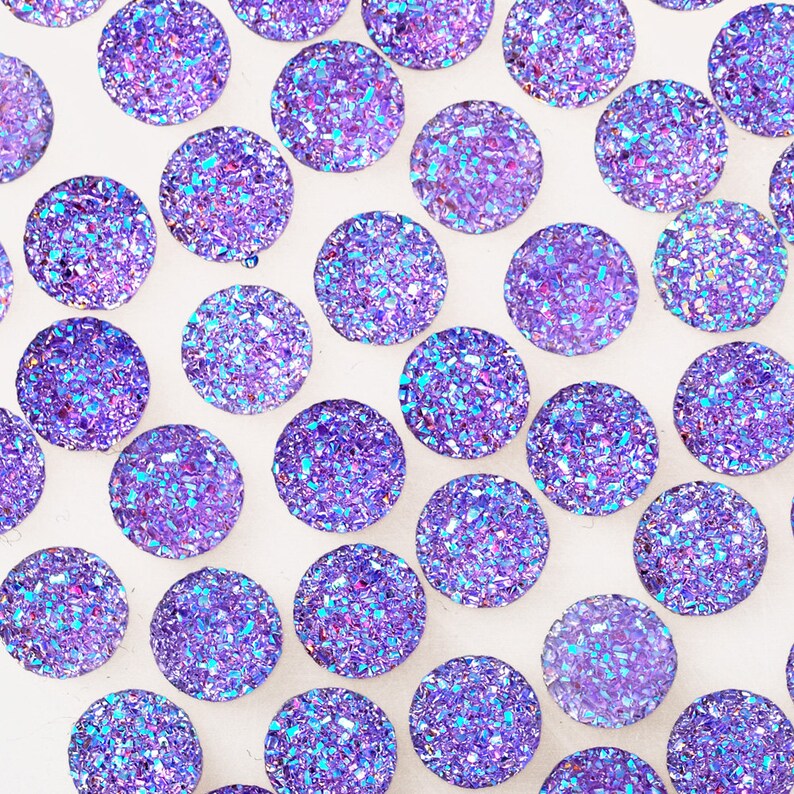 100 Round Druzy Cabochons Glitter Resin Cabochon 12mm Faux - Etsy