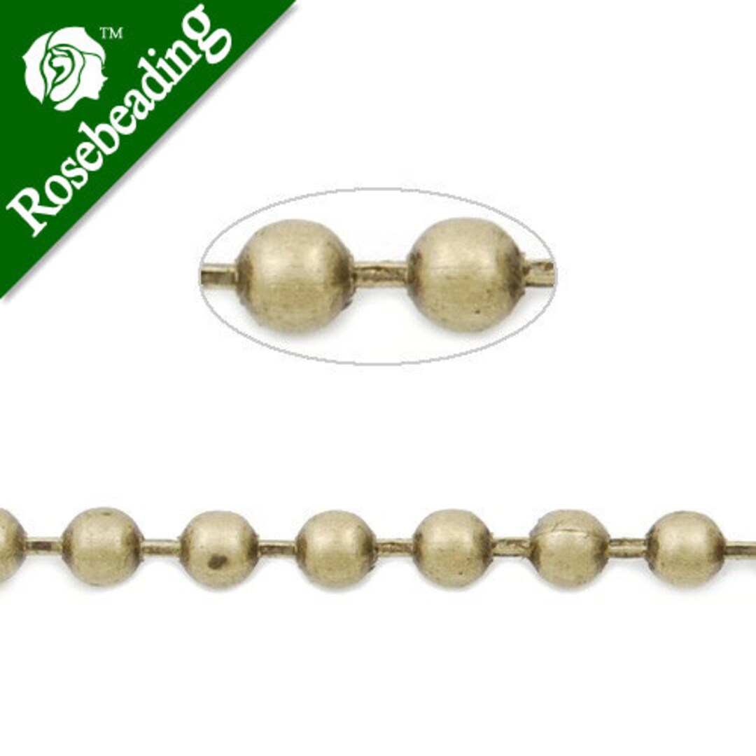 25 Meters 2.4MM Brass Antique Brozen Plated Ball Chain,handmade, -D1100 ...