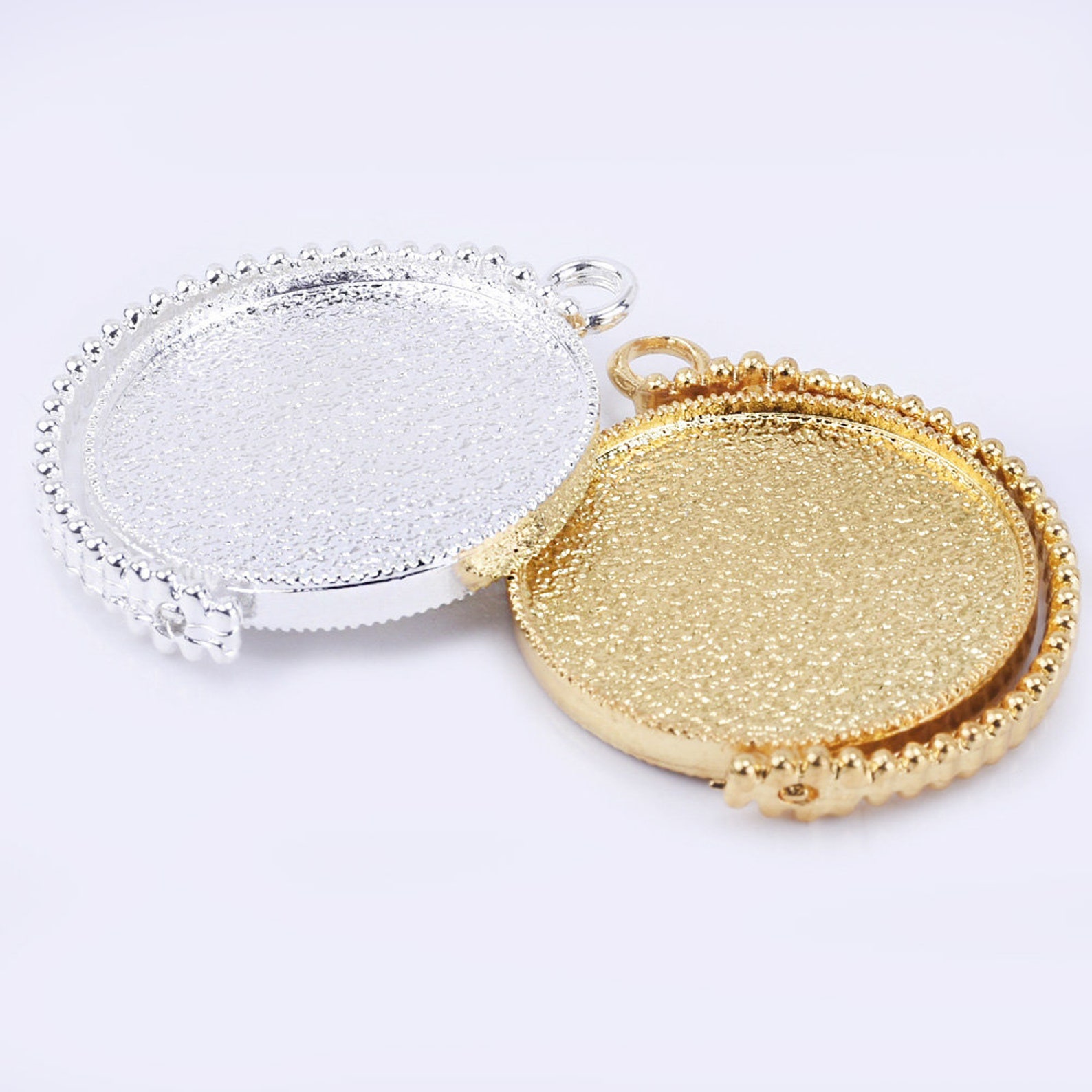 Zinc Alloy Rotatable Round Bezel Trays 25mm Round Glass Setting Cameo ...