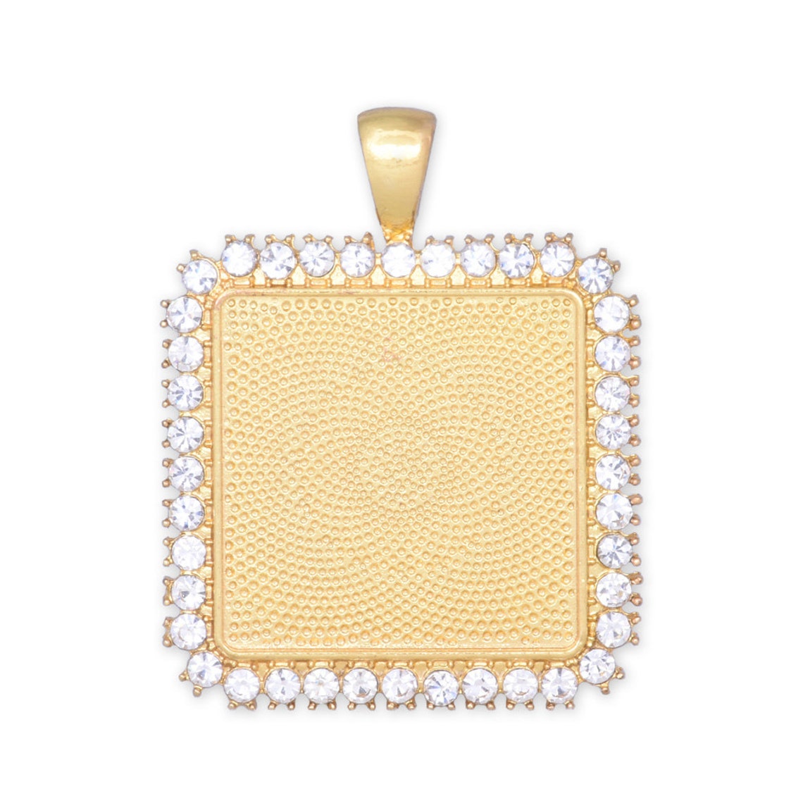 10 Square Rhinestones Claw Pendant 20mm Cabochon Setting Single Row ...