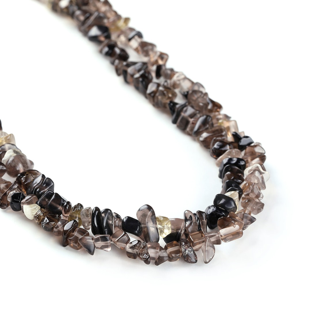 35" Full Strand Natural Tea Color Crystal Quartz Chip Beads Gemstone ...