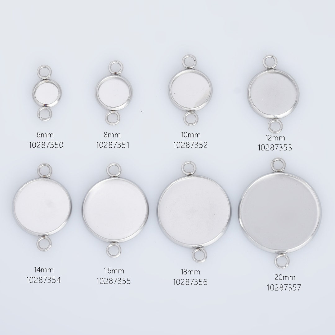 316 Stainless Steel Pendant Connectors 2 Loop Round Bezel Bracelet Tray ...