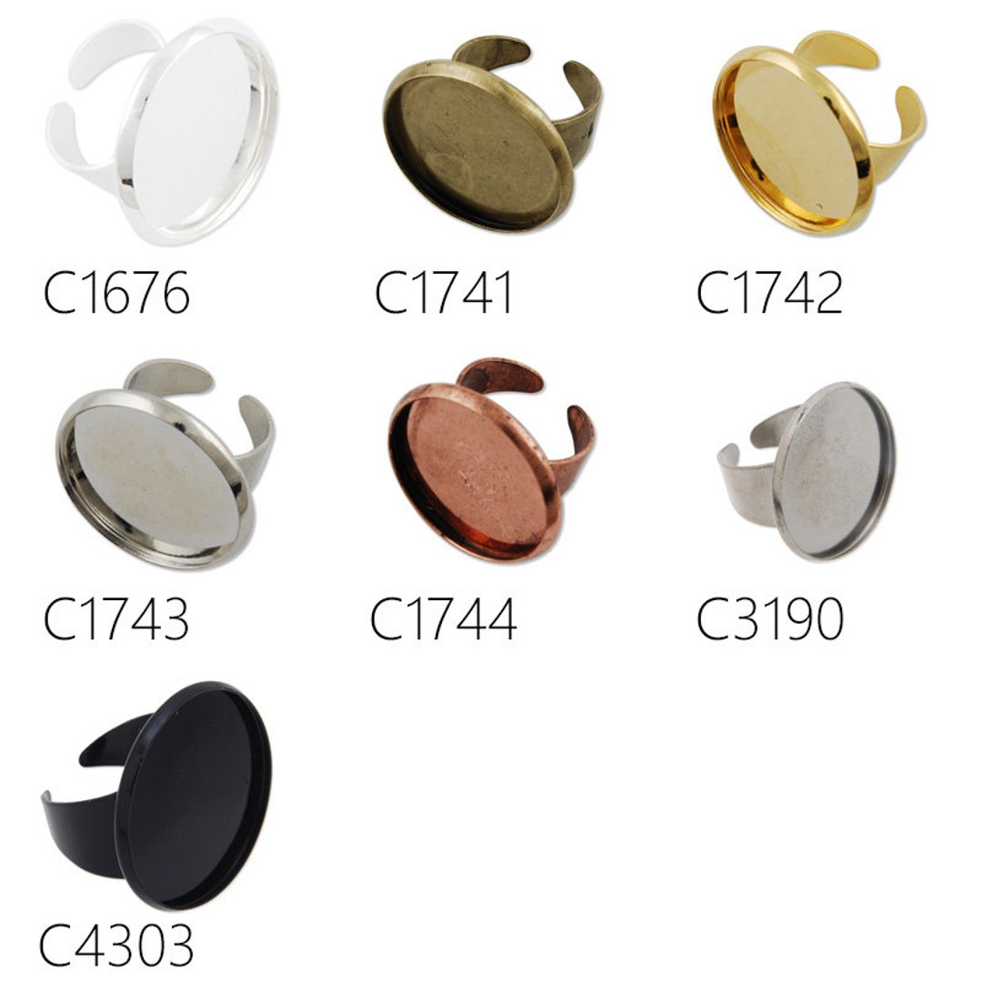 20PCS Round Adjustable Shallow Bottom Ring Base Setting With 25 MM ...