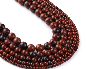 Natural Mahogany Jasper Mahogany Obsidian, High Quality in Round,4mm ...