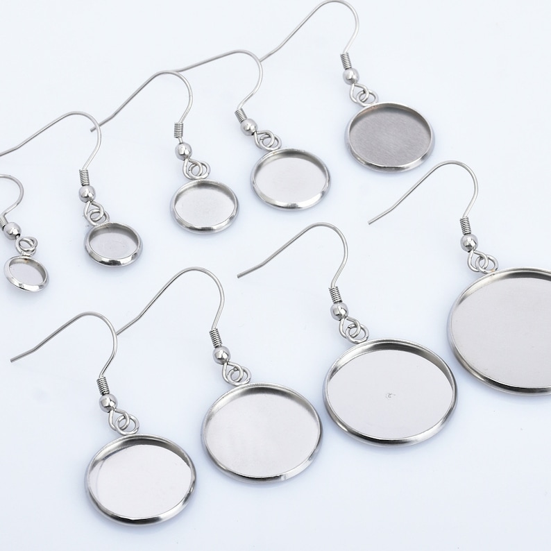 316 Stainless Steel Earring Blank Bezel Blank Earring Base Earwires ...