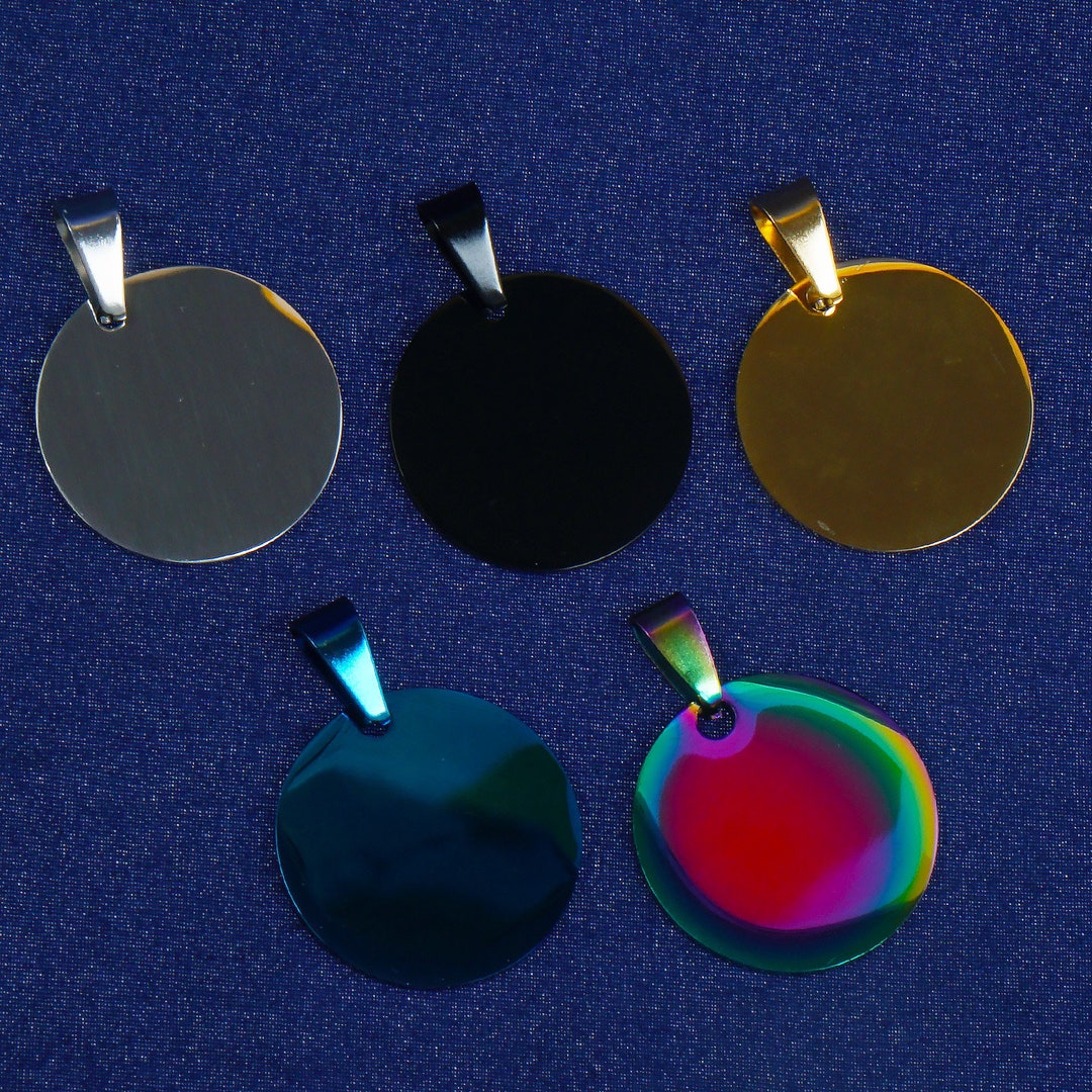 1inch Round Stainless Steel Name Dog Tag Dog Pendants Necklace, Blank ...