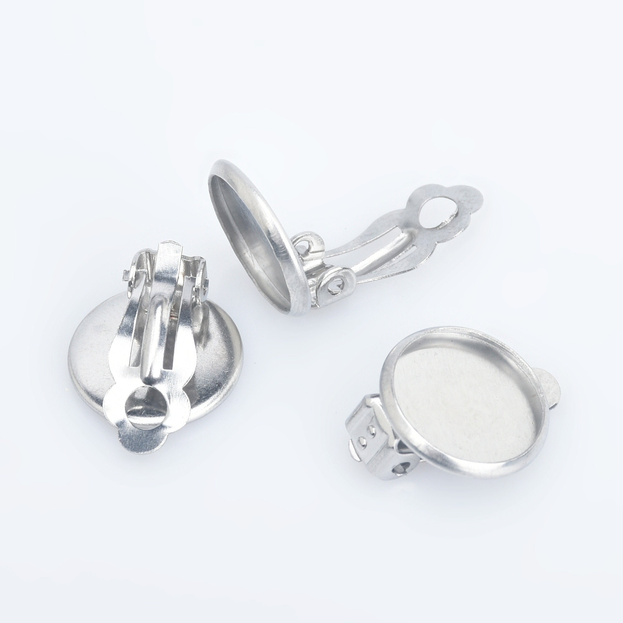 Stainless Steel Earring Bases Blanks Ear Clip Blank Trays Fit - Etsy