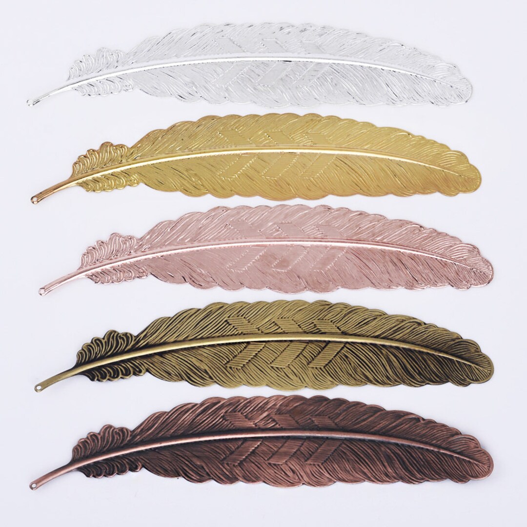 110*24mm Brass Large Feather Bookmark Feather Pendant Personalized Book ...