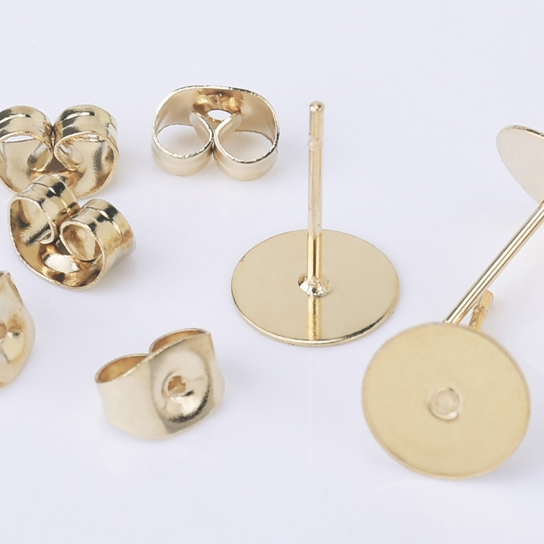 Stainless Steel Earrings Pins Ear Studs With Ear Nut Backs 3/4/5/6/8mm ...