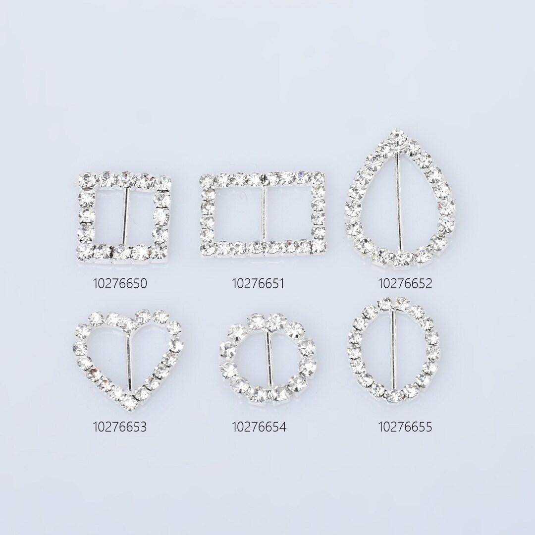 Bling Metal Rhinestone Buckle Sliders Square/rectangle/teardrop/heart ...