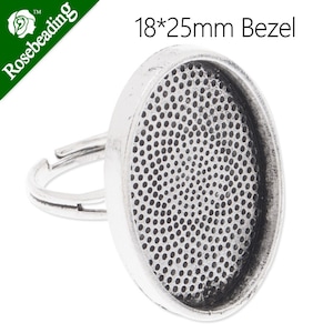 20PCS Adjustable Ring Base Setting With 18x25mm Oval Bezel, Fit 18x25mm ...